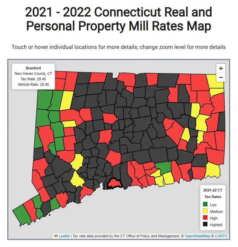 2021 - 2022 FY Connecticut Mill Property Tax Rates | CT Town Property Taxes
