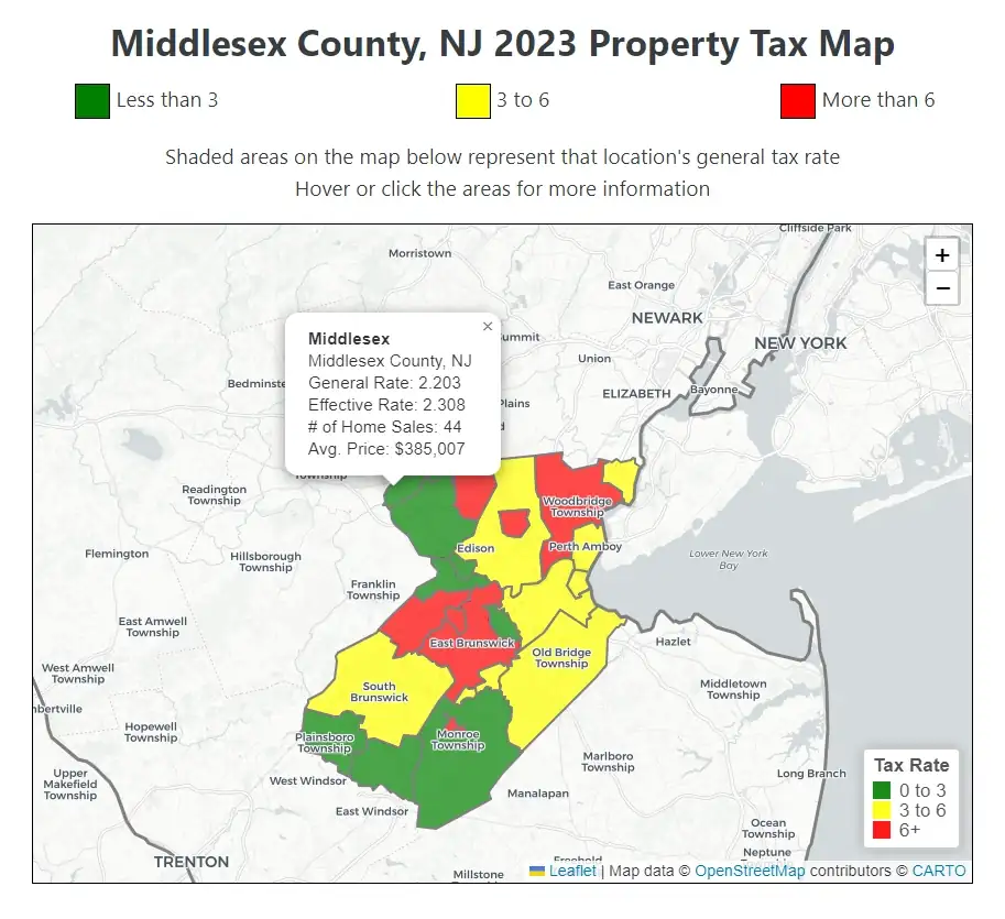 Middlesex County, NJ Property Property Tax Rates, Average Assessments ...