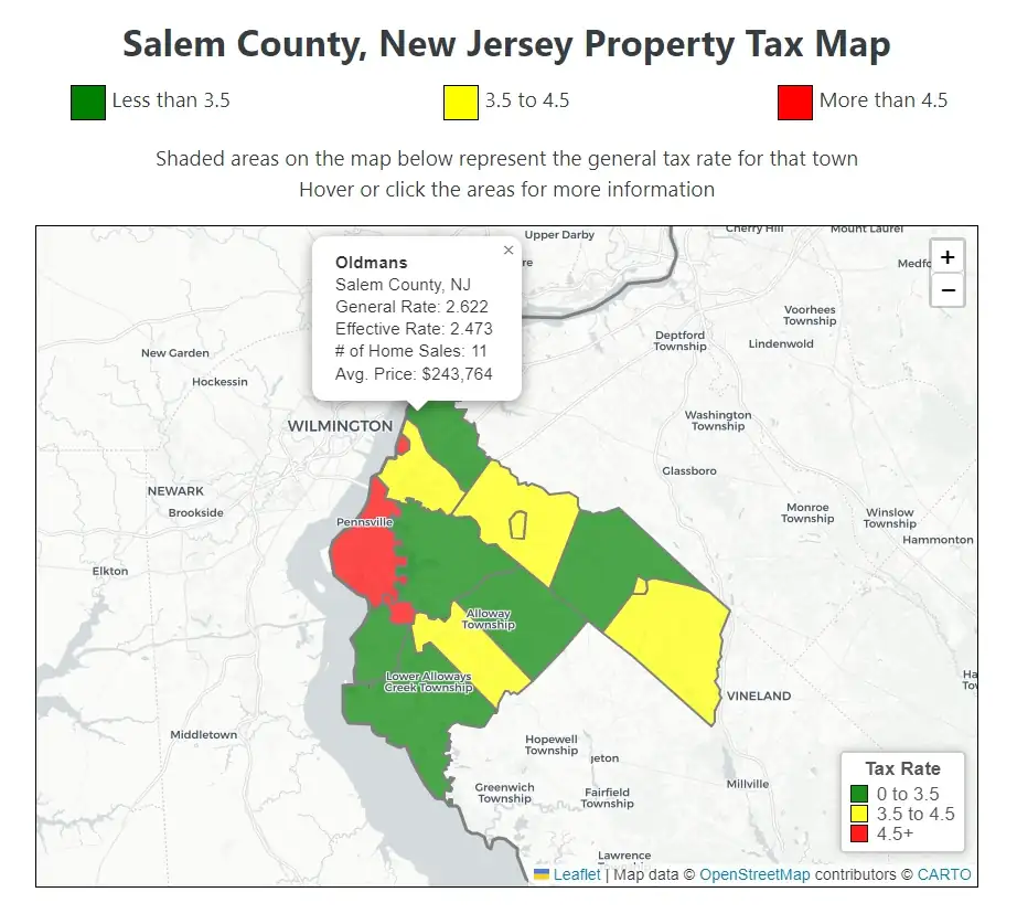 Lowest and Highest Salem County, NJ Property Tax Rates on a Map. See ...