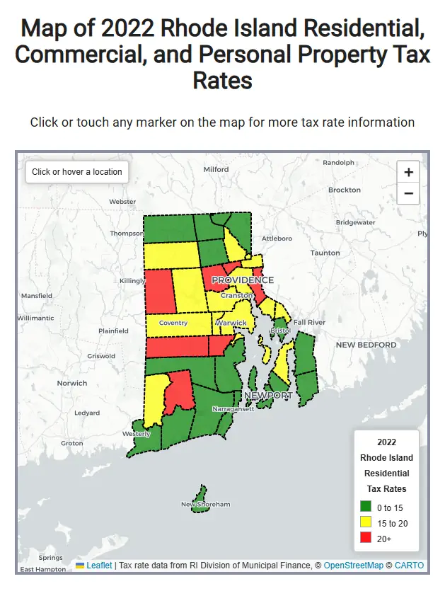 Map of 2022 Rhode Island Residential, Commercial, and Personal Property ...